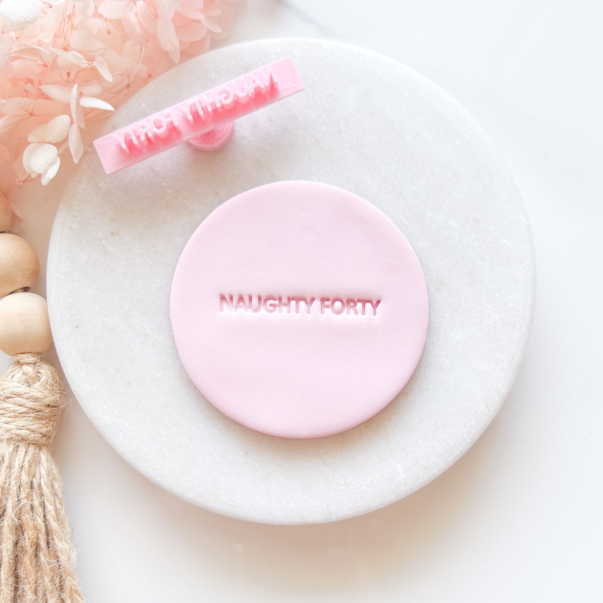 Naughty Forty - Phrase Stamp | Happy Cookie Cutters