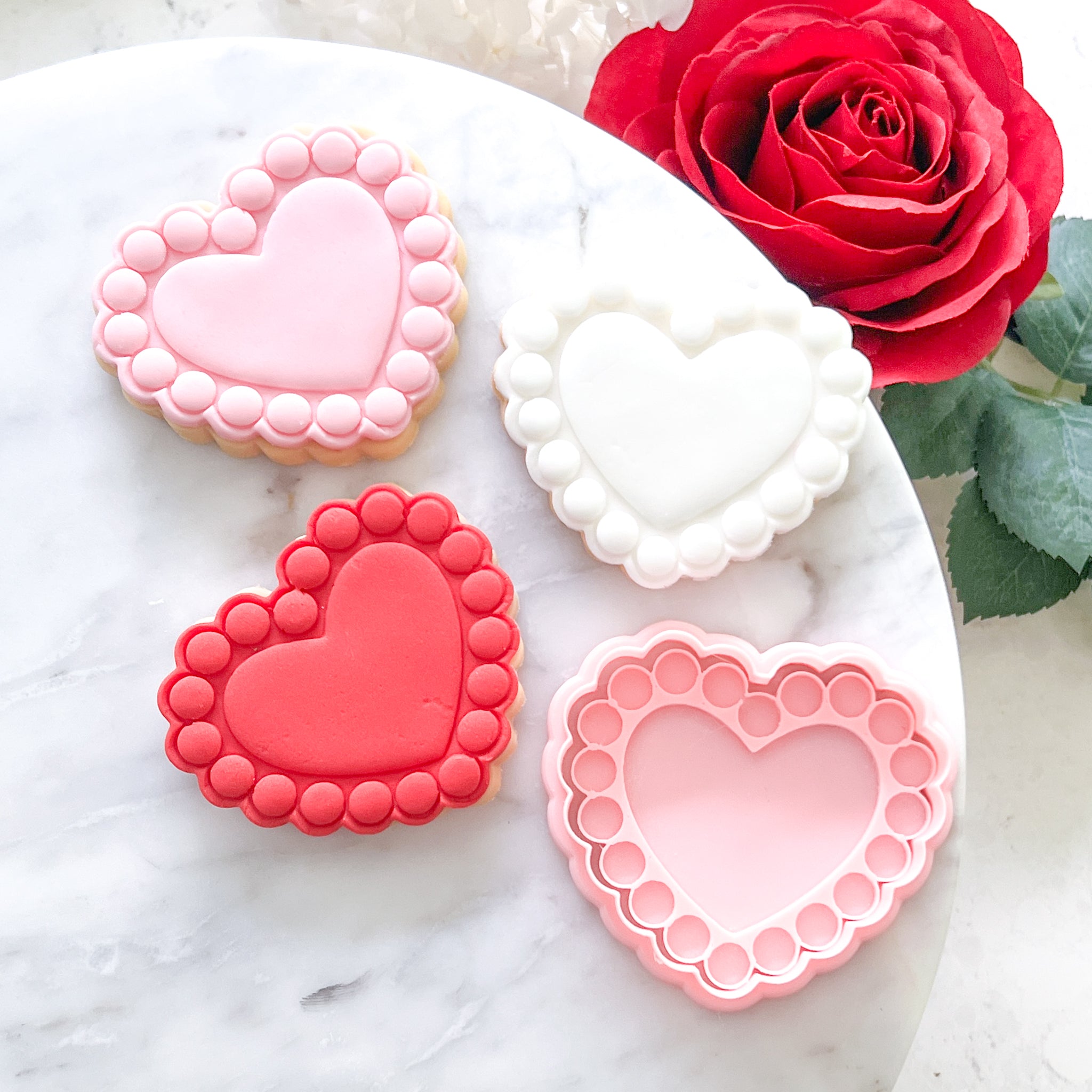 "Beaded Heart" - Cookie Cutter & Stamp – Happy Cookie Cutters
